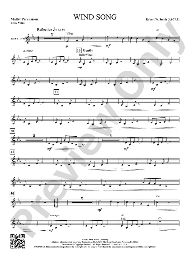 Wind Song: 1st Mallet Percussion: 1st Mallet Percussion Part: Robert W ...