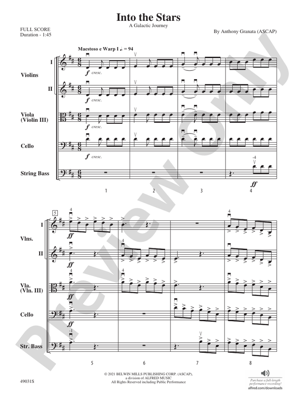 Into the Stars: String Orchestra Conductor Score & Parts: Anthony ...