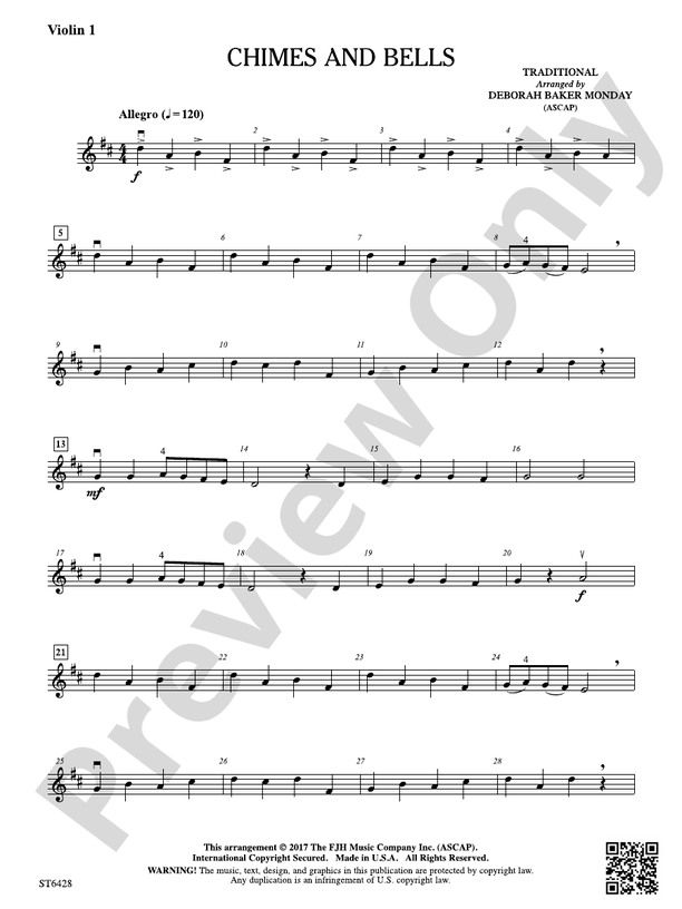 Chimes and Bells: Violin 1: Violin 1 Part - Digital Sheet Music Download