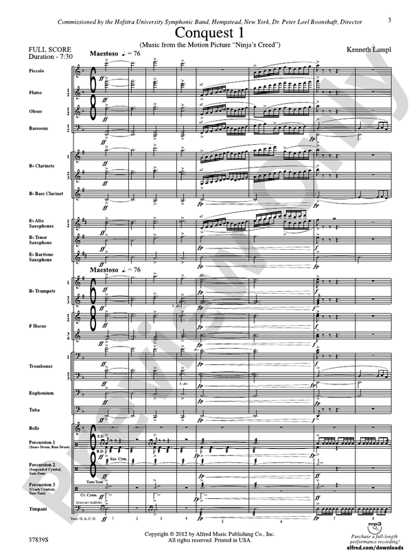 Conquest 1 (from the motion picture Ninja's Creed): Score: Concert Band ...