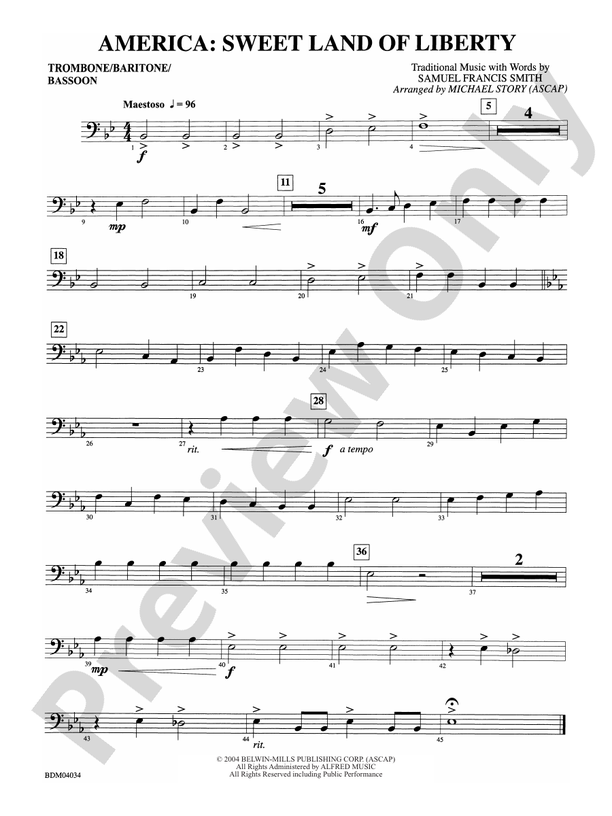 America: Sweet Land of Liberty: 1st Trombone: 1st Trombone Part ...