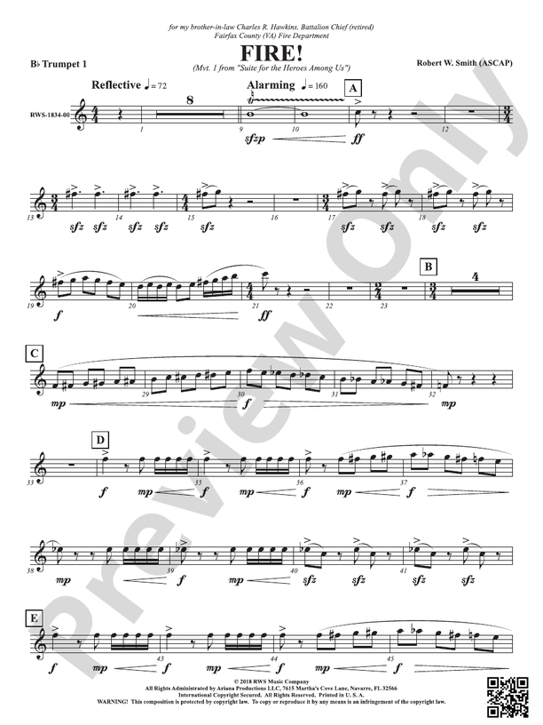 Fire! - Mvt. 1 from Suite for the Heroes Among Us: 1st B-flat Trumpet ...