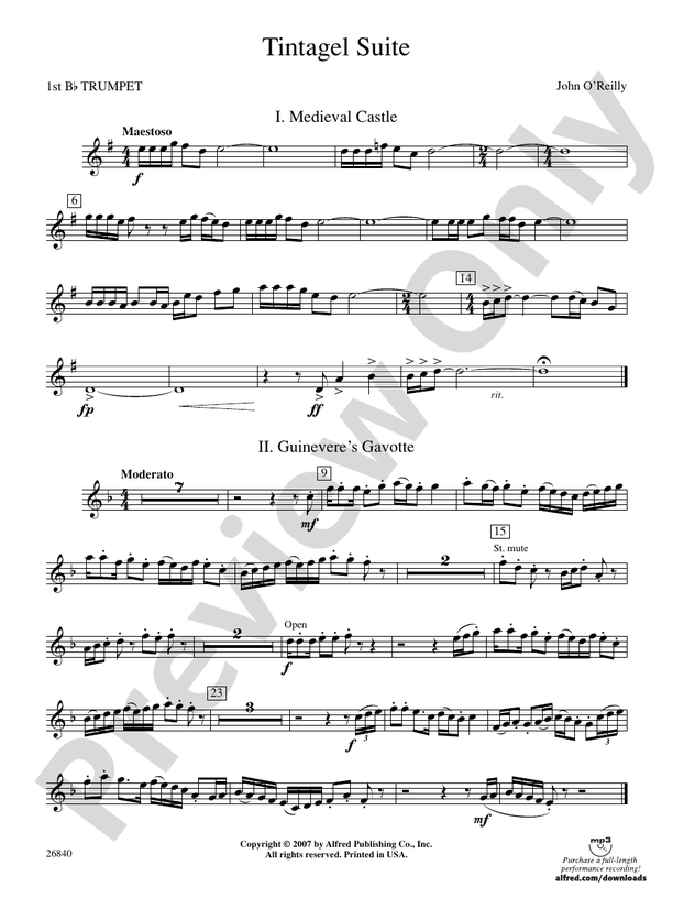 Tintagel Suite: 1st B-flat Trumpet: 1st B-flat Trumpet Part - Digital ...