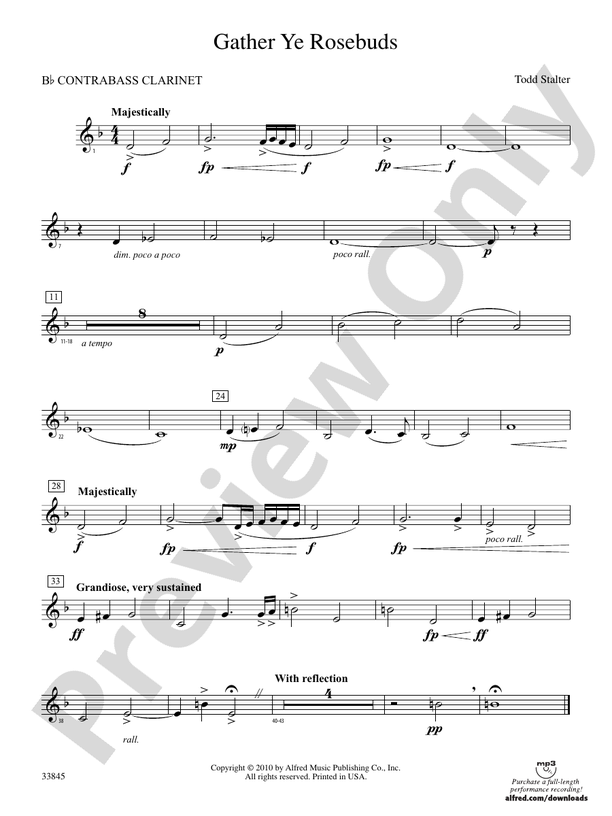 Gather Ye Rosebuds: (wp) B-flat Contrabass Clarinet: (wp) B-flat ...
