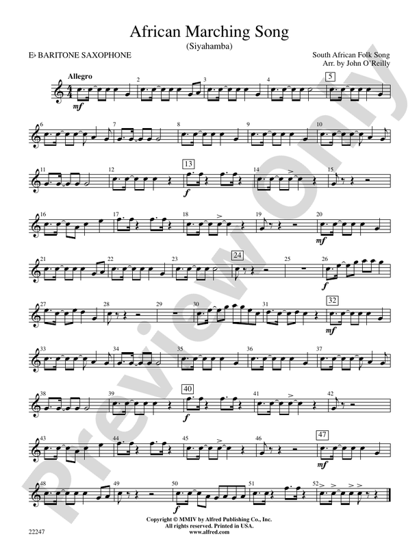 African Marching Song: E-flat Baritone Saxophone: E-flat Baritone ...