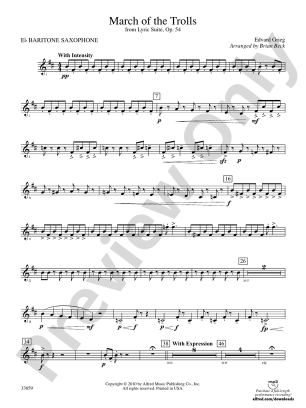 March Of The Trolls E Flat Baritone Saxophone E Flat Baritone