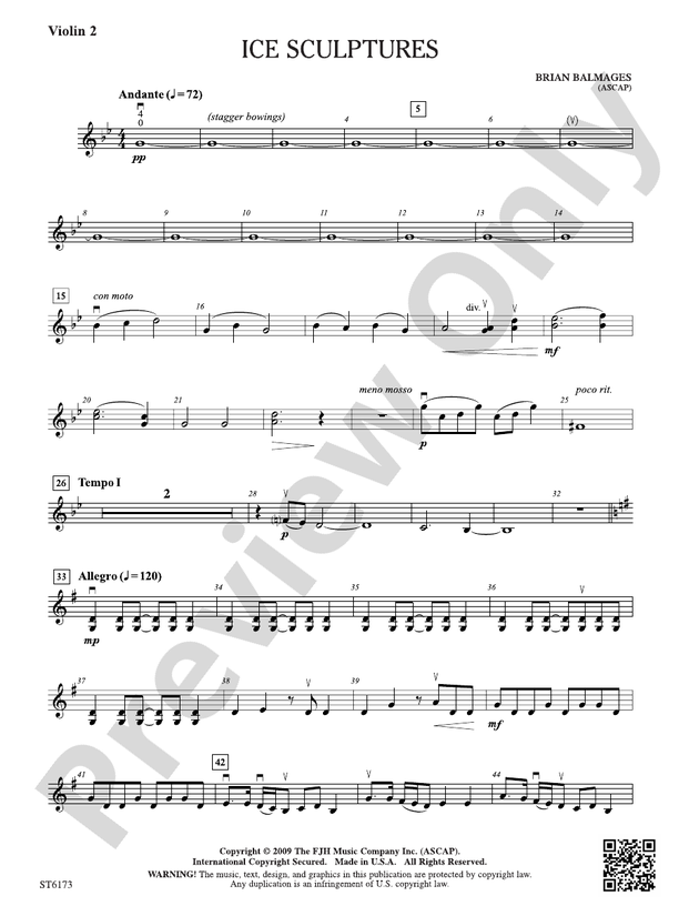Ice Sculptures: Violin 2: Violin 2 Part: Brian Balmages - Digital Sheet ...