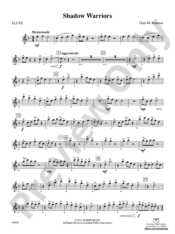 Shadow Warriors: Flute: Flute Part - Digital Sheet Music Download