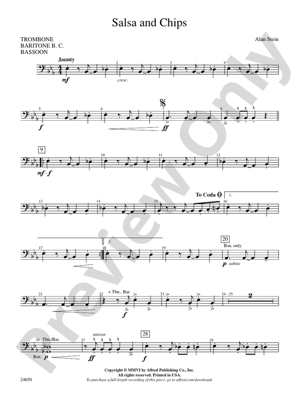 Salsa and Chips: 1st Trombone: 1st Trombone Part - Digital Sheet Music ...