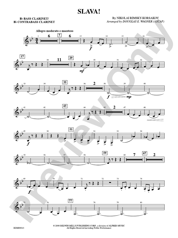 Slava: B-flat Bass Clarinet: B-flat Bass Clarinet Part - Digital Sheet ...