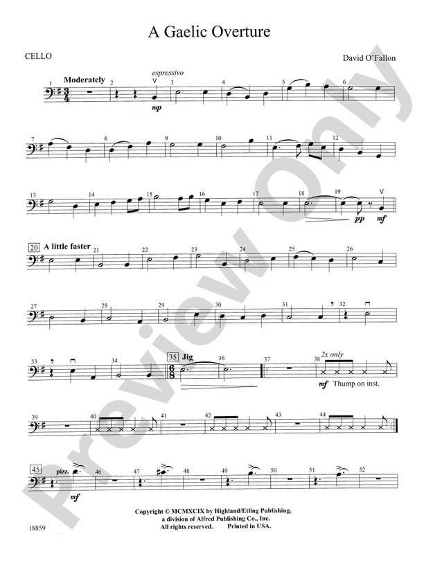 A Gaelic Overture: Cello: Cello Part - Digital Sheet Music Download