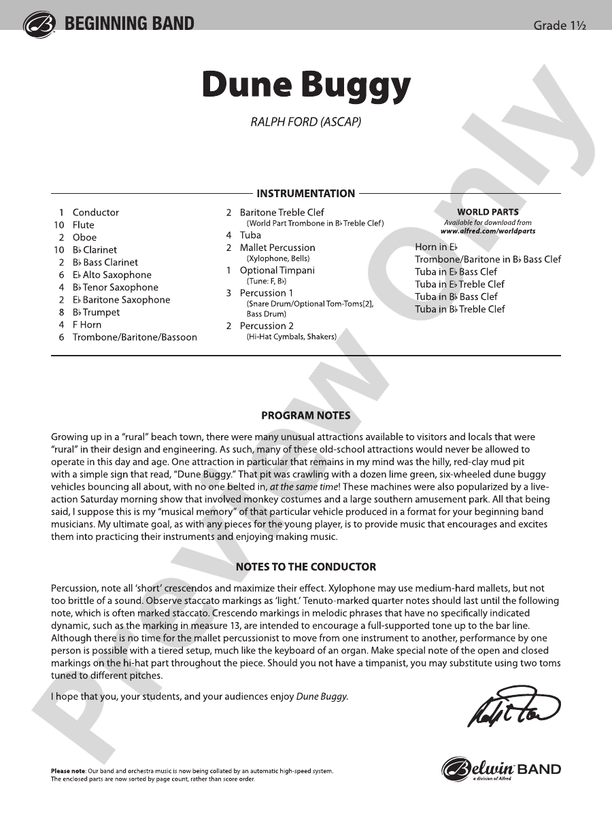 Dune Buggy: Score: Concert Band Score - Digital Sheet Music Download