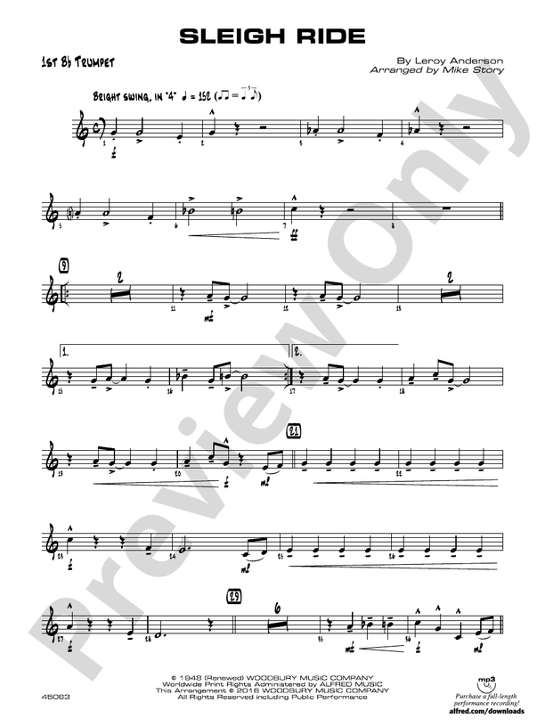 Sleigh Ride: 1st B-flat Trumpet: 1st B-flat Trumpet Part - Digital ...