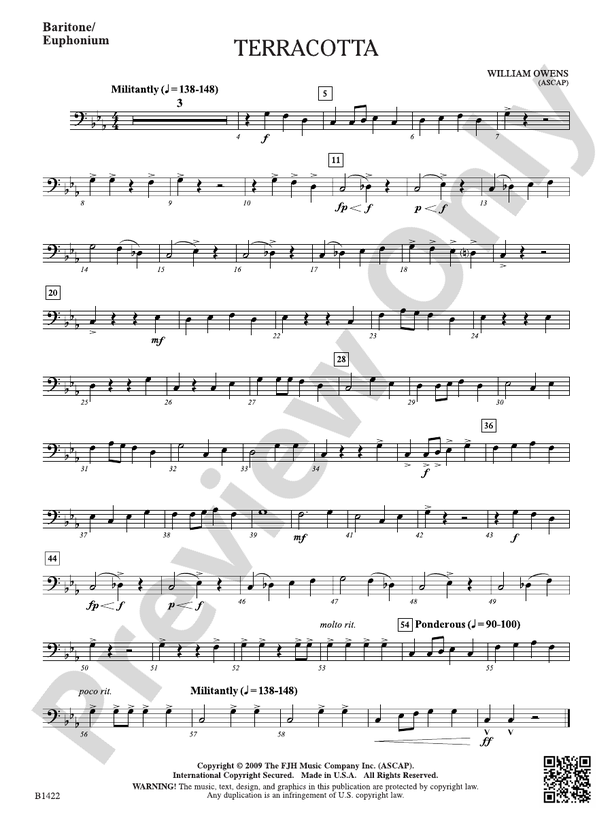 Terracotta: Baritone/Euphonium: Baritone/Euphonium Part: William Owens ...