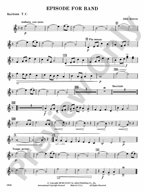Episode for Band: Baritone T.C.: Baritone T.C. Part - Digital Sheet ...
