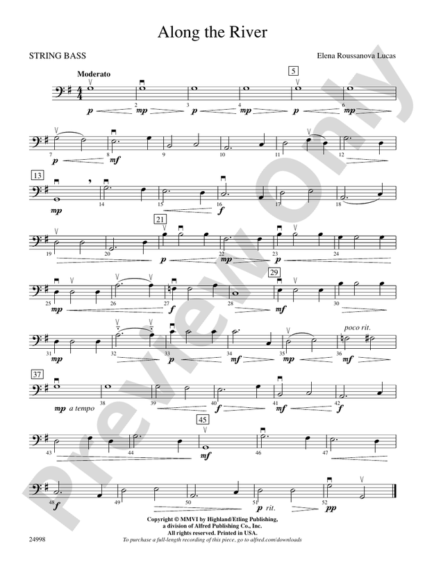 Along the River: String Bass: String Bass Part - Digital Sheet Music ...