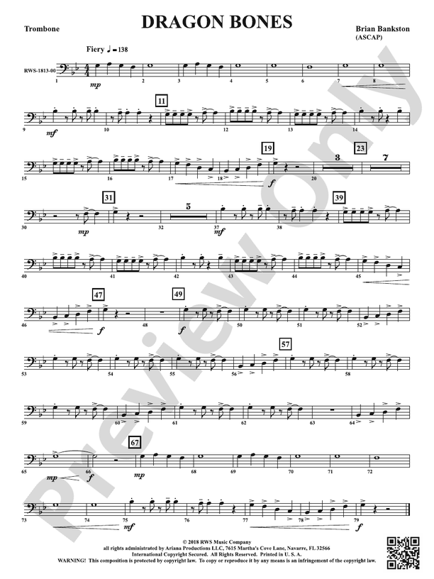 Dragon Bones: 1st Trombone: 1st Trombone Part: Brian Bankston - Digital ...