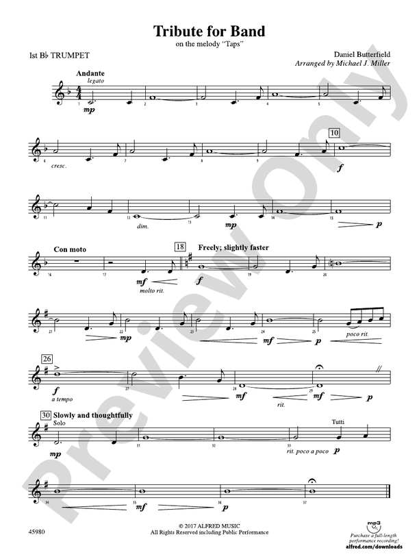 Tribute for Band: 1st B-flat Trumpet: 1st B-flat Trumpet Part - Digital Sheet Music Download