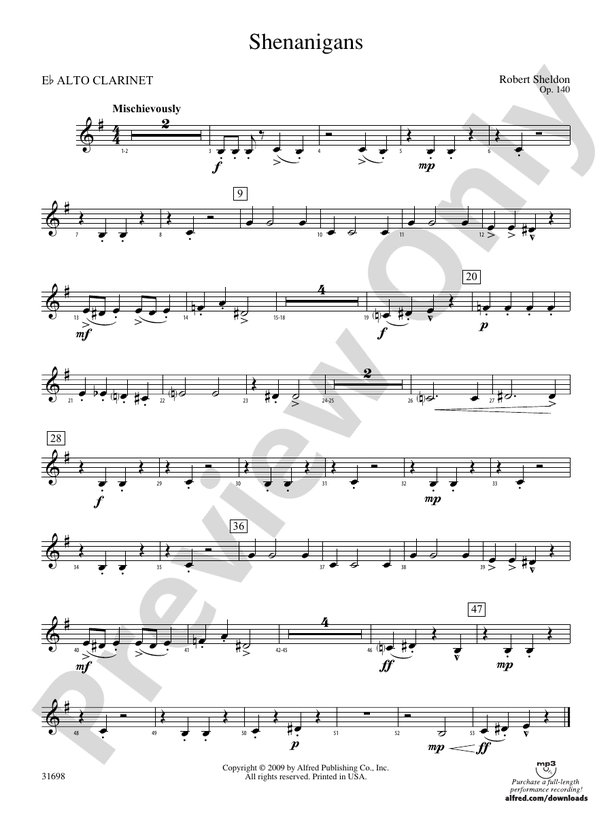 Shenanigans: (wp) E-flat Alto Clarinet: (wp) E-flat Alto Clarinet World Part - Digital Sheet ...