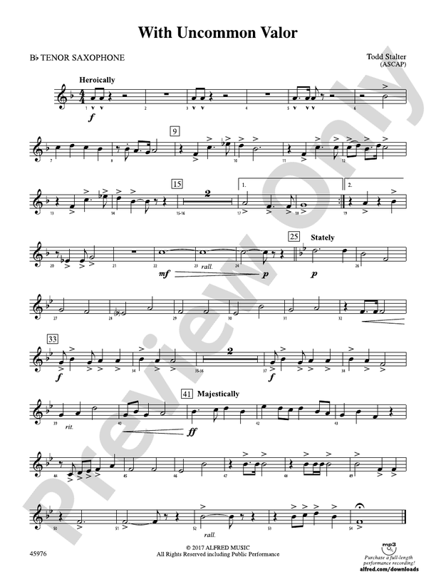 With Uncommon Valor: B-flat Tenor Saxophone: B-flat Tenor Saxophone ...