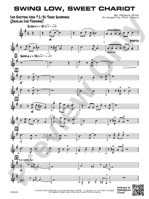 Swing Low, Sweet Chariot: 2nd Baritone T.C.: 2nd Baritone T.C. Part ...