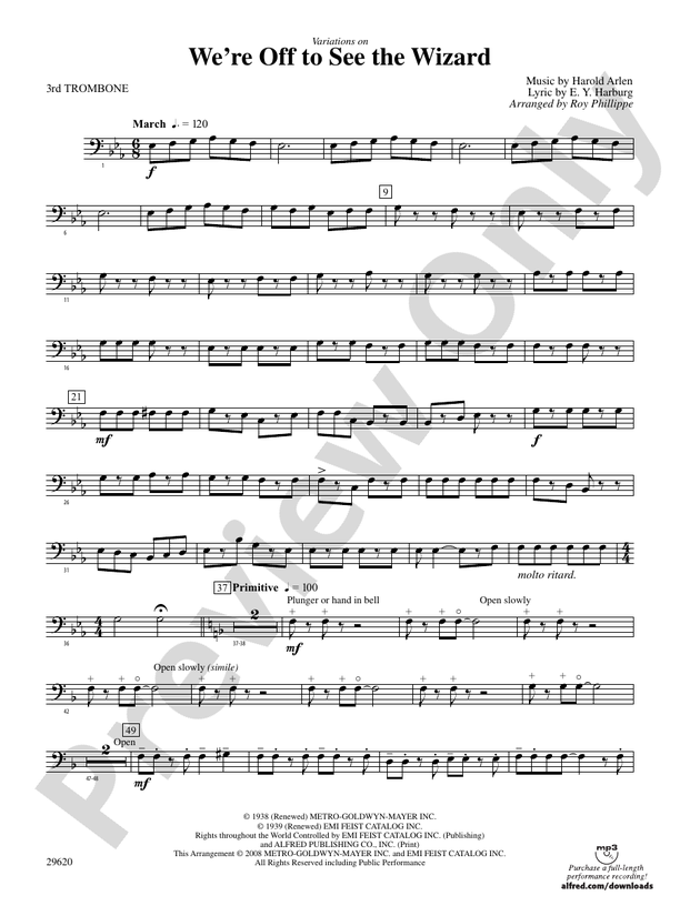 We're Off to See the Wizard, Variations on: 3rd Trombone: 3rd Trombone ...