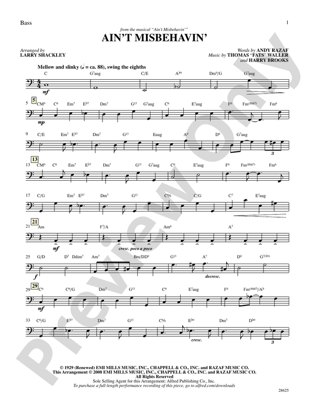 Ain't Misbehavin' (from the musical Ain't Misbehavin'): String Bass ...