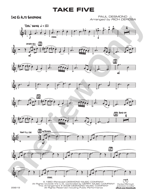 Take Five: 2nd E-flat Alto Saxophone: 2nd E-flat Alto Saxophone Part ...