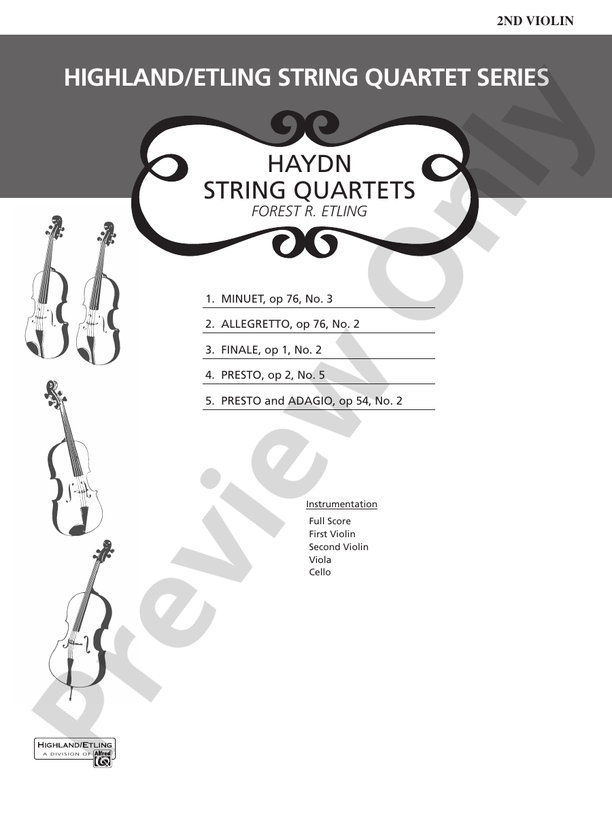 Haydn String Quartets: 2nd Violin: 2nd Violin Part - Digital Sheet Music Download