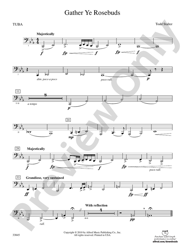 Gather Ye Rosebuds: Tuba: Tuba Part - Digital Sheet Music Download