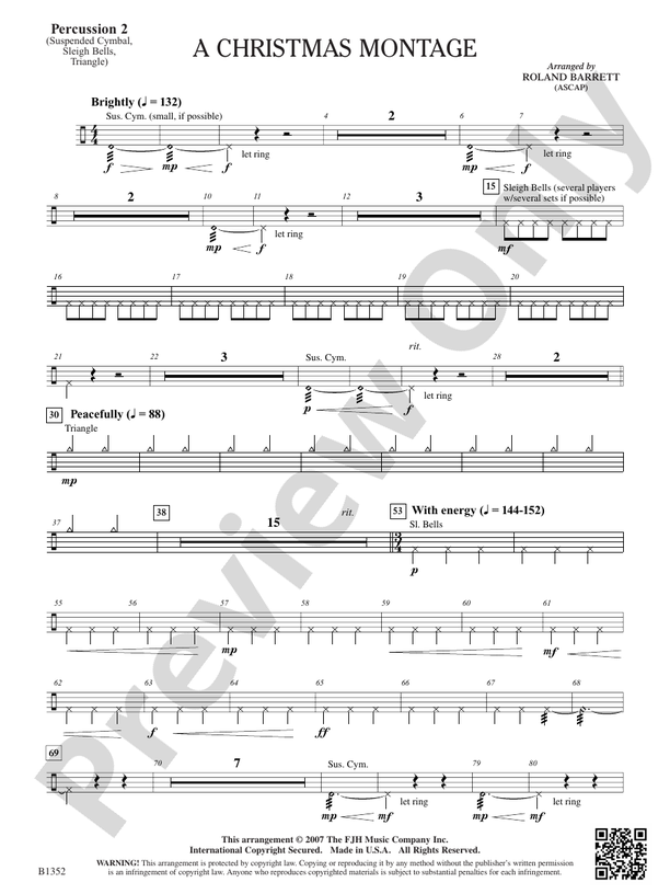 A Christmas Montage: Percussion 2: Percussion 2 Part: Roland Barrett ...