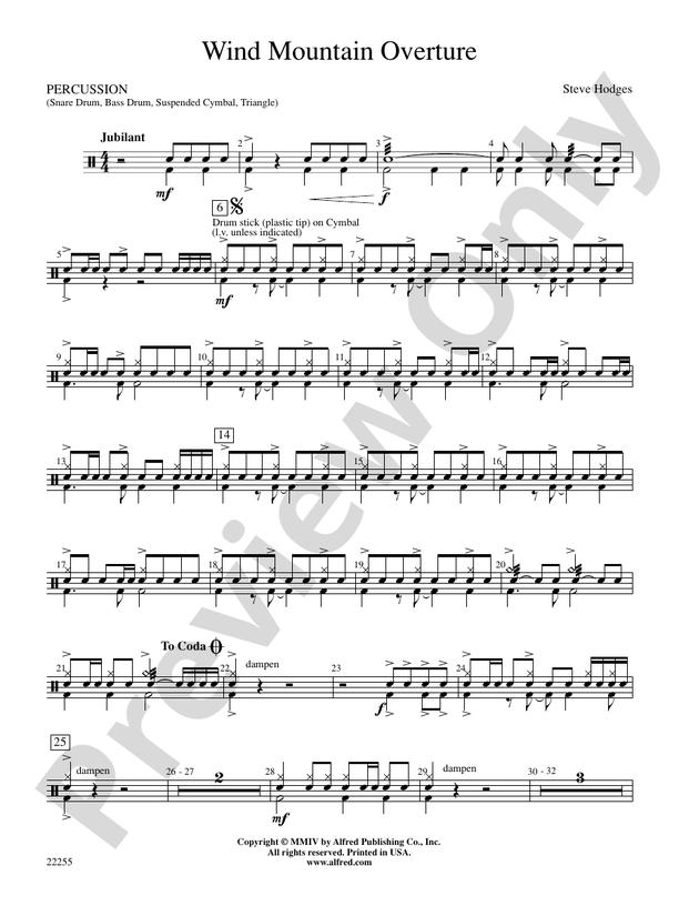 Wind Mountain Overture: 1st Percussion: 1st Percussion Part - Digital ...
