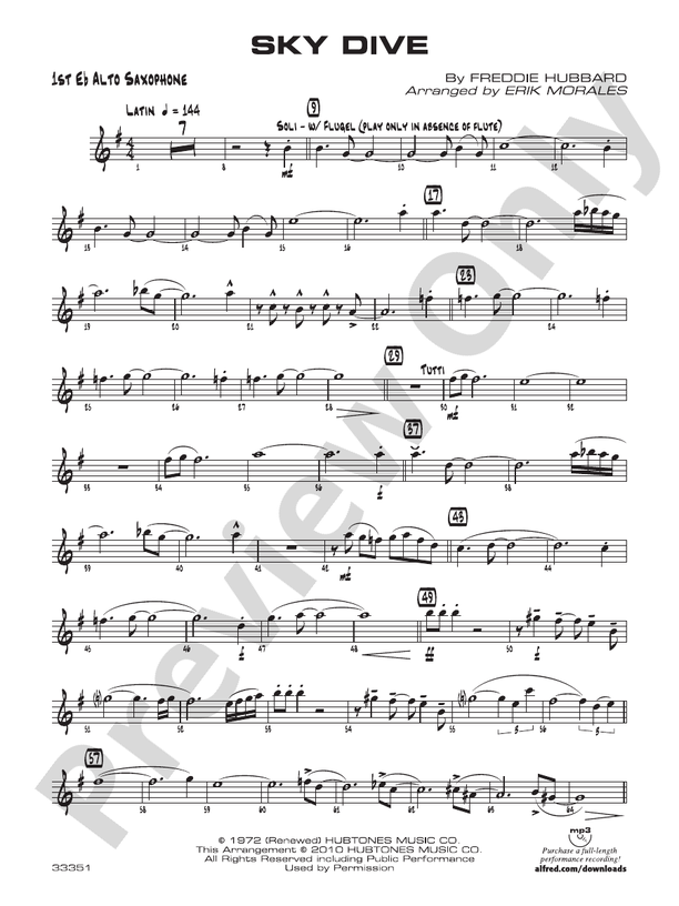 Sky Dive: E-flat Alto Saxophone: E-flat Alto Saxophone Part - Digital ...