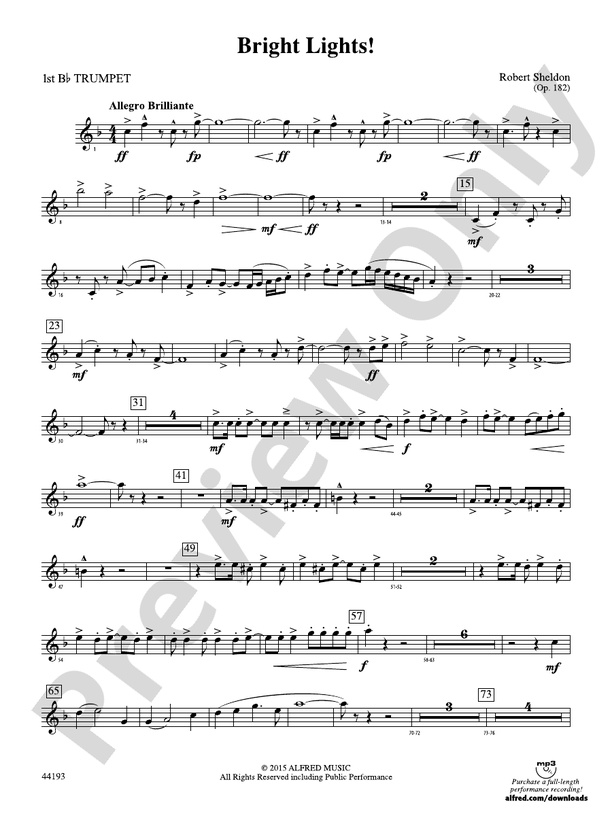 Bright Lights!: 1st B-flat Trumpet: 1st B-flat Trumpet Part - Digital ...