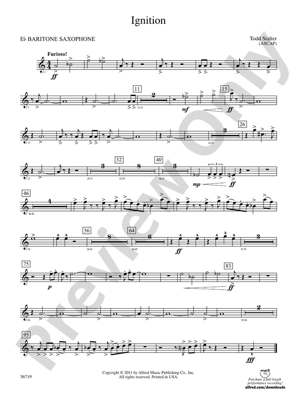 Ignition: E-flat Baritone Saxophone: E-flat Baritone Saxophone Part - Digital Sheet Music Download