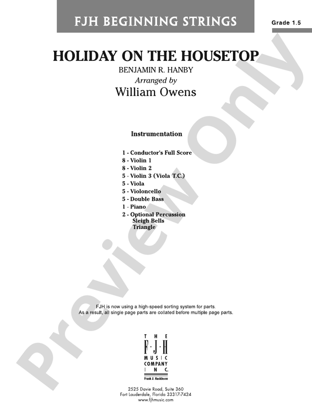 Holiday on the Housetop: Score: String Orchestra Score: Benjamin R ...