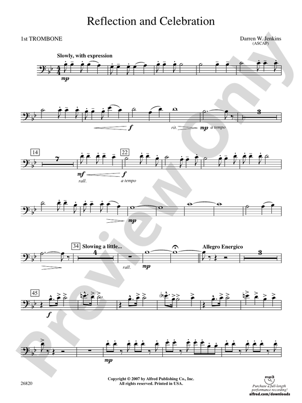 Reflection and Celebration: 1st Trombone: 1st Trombone Part - Digital ...