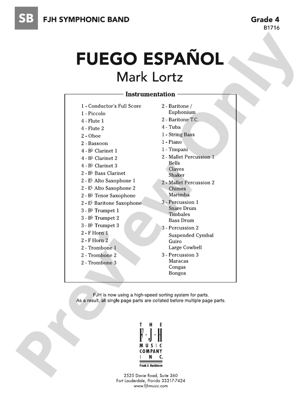 Fuego Espanol: Score: : Mark Lortz - Digital Sheet Music Download