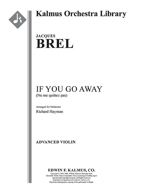 If You Go Away (Ne me quitte pas): Violin Part: Jacques Brel | Sheet Music