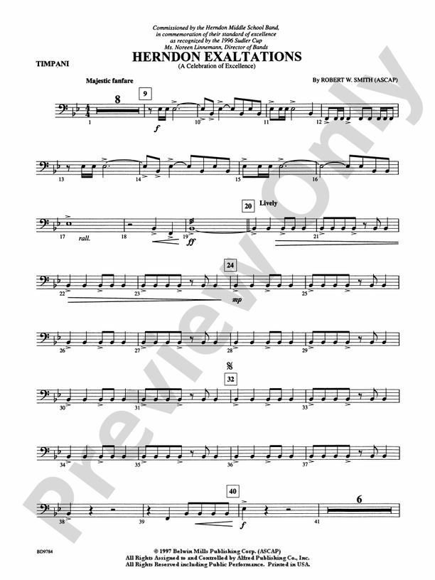 Herndon Exaltations (A Celebration of Excellence): Timpani: Timpani ...