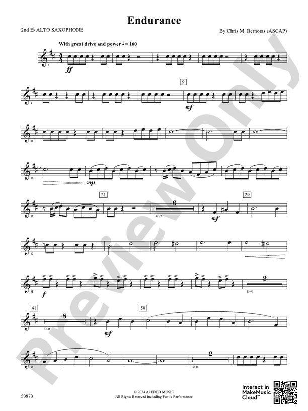 Endurance: 2nd E-flat Alto Saxophone: 2nd E-flat Alto Saxophone Part - Digital Sheet Music Download