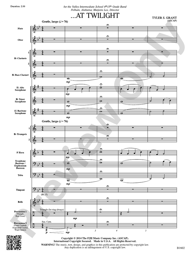 ...At Twilight: Score: Concert Band Score: Tyler S. Grant - Digital ...