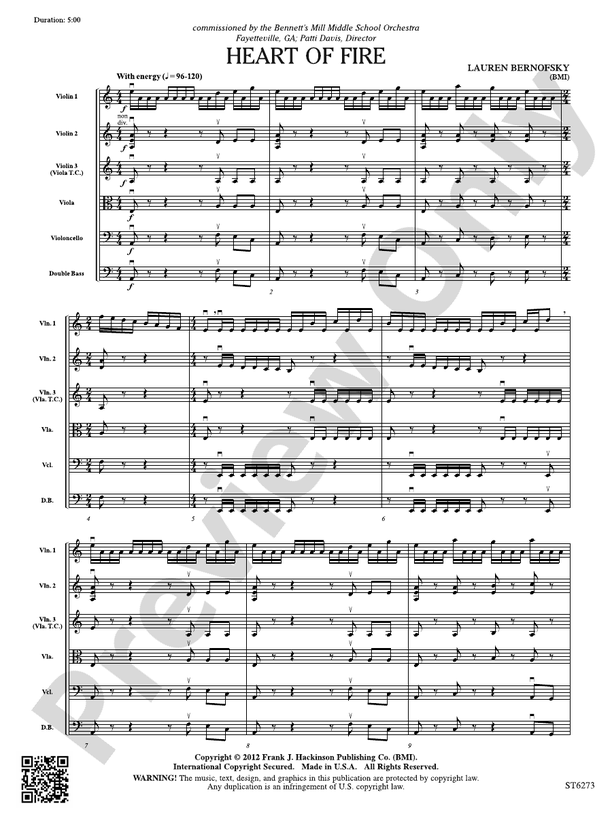 Heart of Fire: Score: String Orchestra Score: Lauren Bernofsky ...