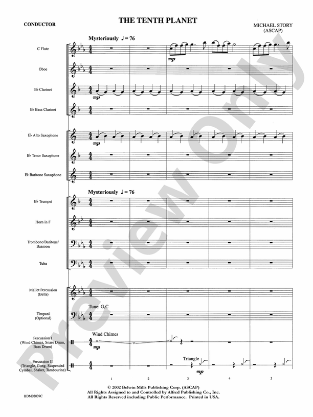 The Tenth Planet: Concert Band Conductor Score & Parts: Michael Story ...