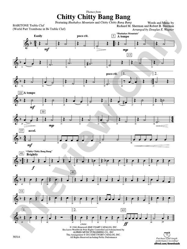 Chitty Chitty Bang Bang, Themes from: Baritone T.C.: Baritone T.C. Part ...