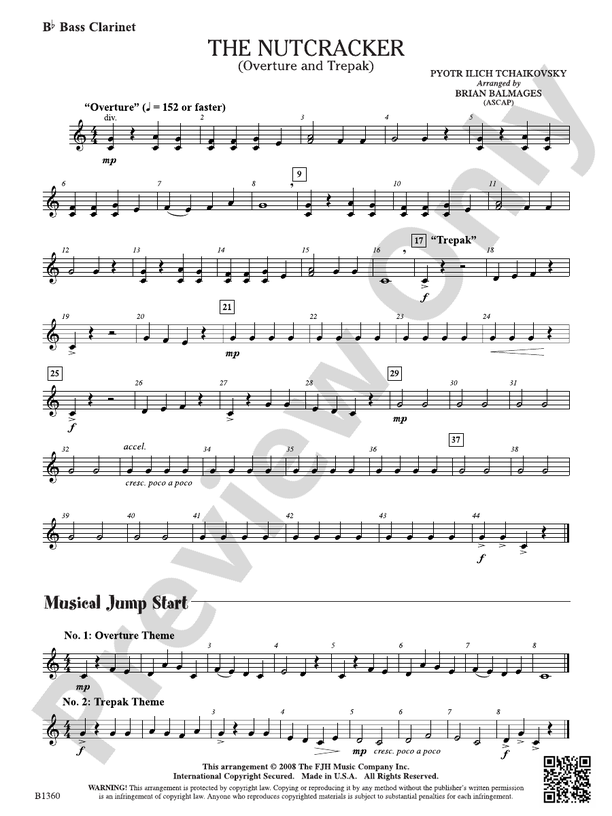 The Nutcracker (Overture and Trepak): B-flat Bass Clarinet: B-flat Bass ...