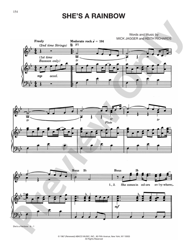 She's a Rainbow: Piano/Vocal/Chords: The Rolling Stones - Digital Sheet ...