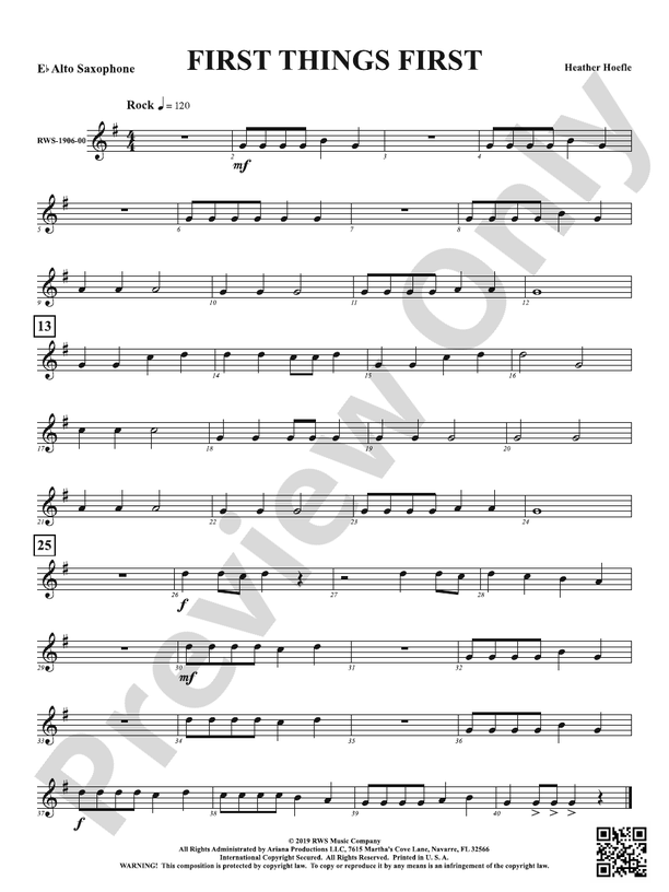 First Things First: 1st E-flat Alto Saxophone: 1st E-flat Alto ...