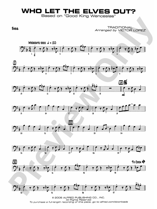 Who Let the Elves Out?: String Bass: String Bass Part - Digital Sheet ...