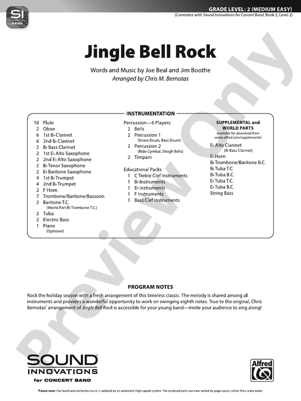 Jingle Bell Rock: Score: Concert Band Score - Digital Sheet Music Download